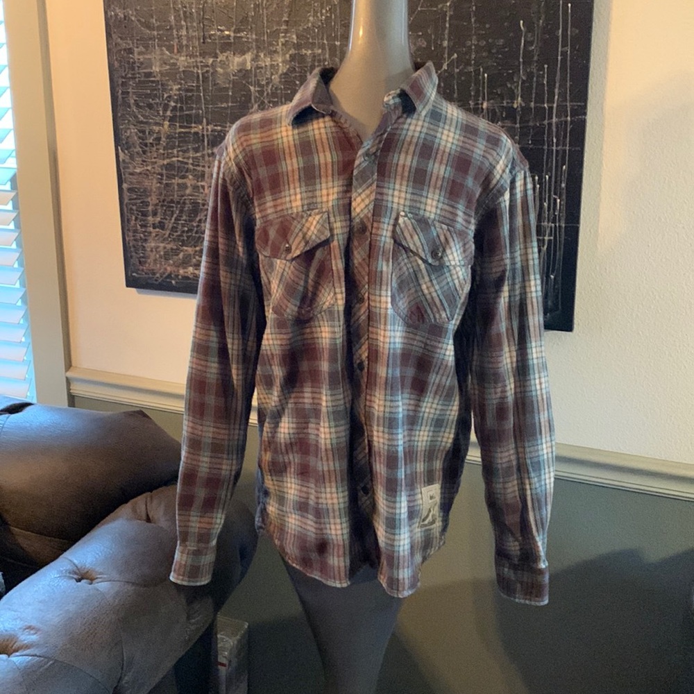 Rei Plaid Flannel Shirt With Quilted Elbow Patches - Gem